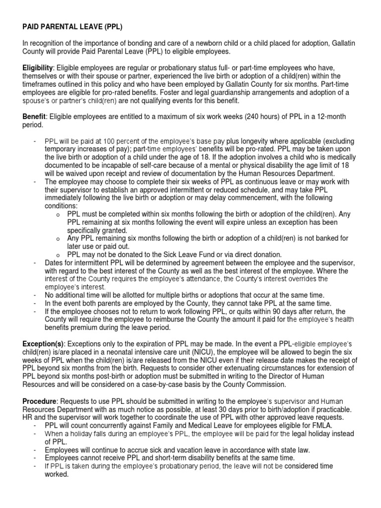 R3 Paid Parental Leave (PPL) Final | PDF | Parental Leave | Sick Leave