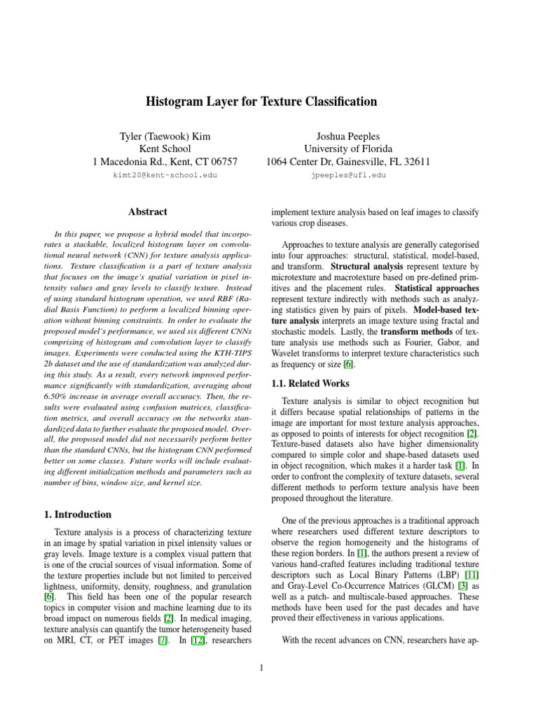 Histogram Layer For Texture Classification | PDF | Deep Learning ...