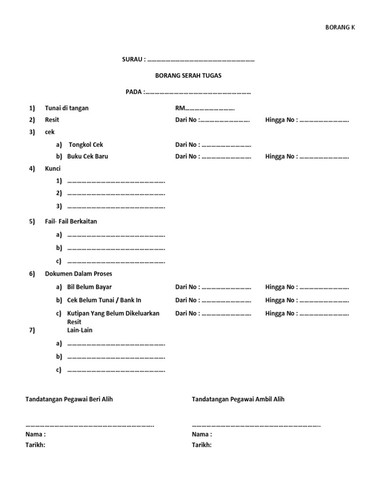 Borang K Surau | PDF