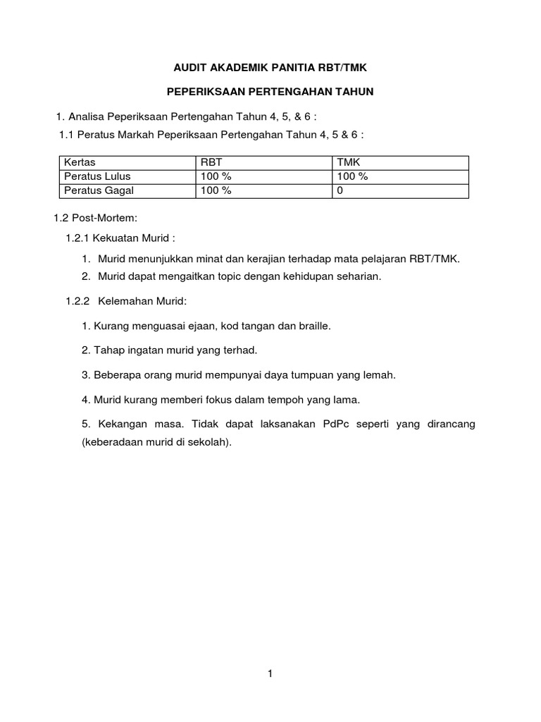 Audit Akademik Panitia RBT | PDF