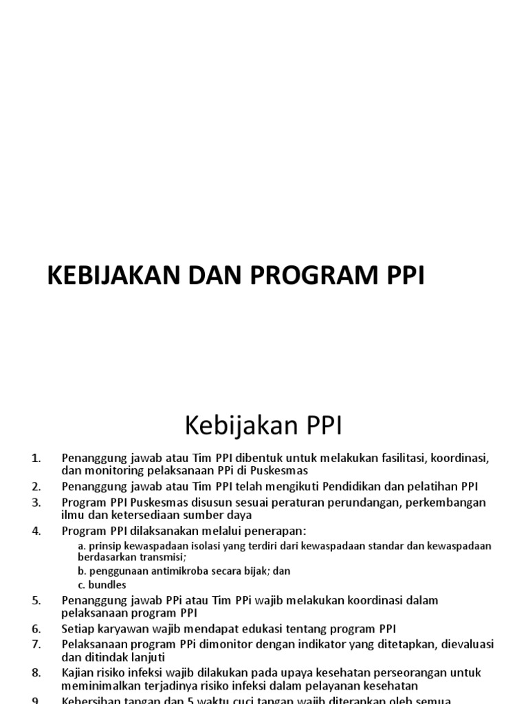 Kebijakan Dan Program PPI Puskesmas | PDF