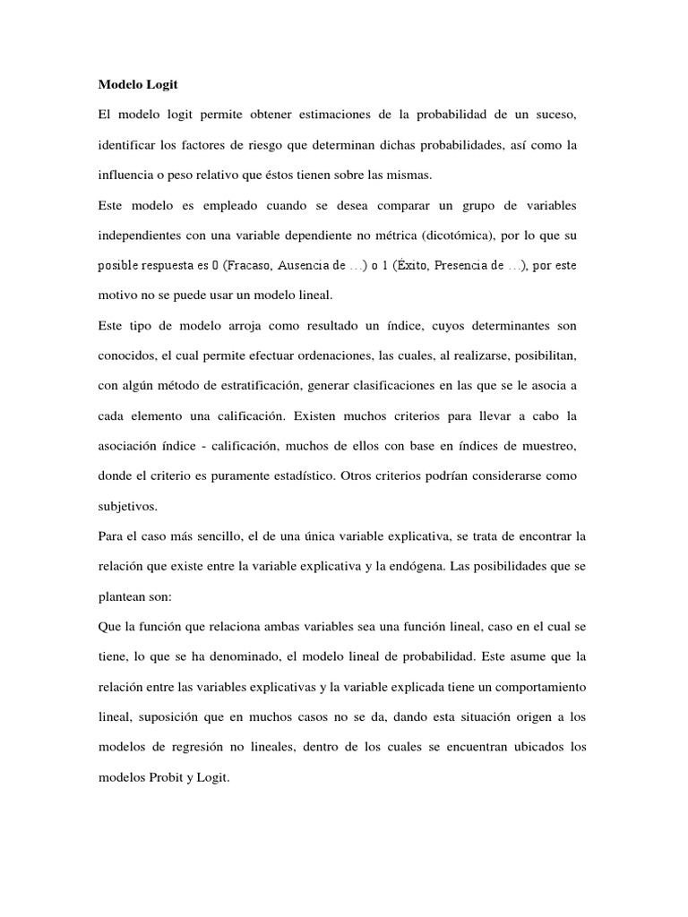 Introducción al modelo logit: tipos de modelos logit y su aplicación ...