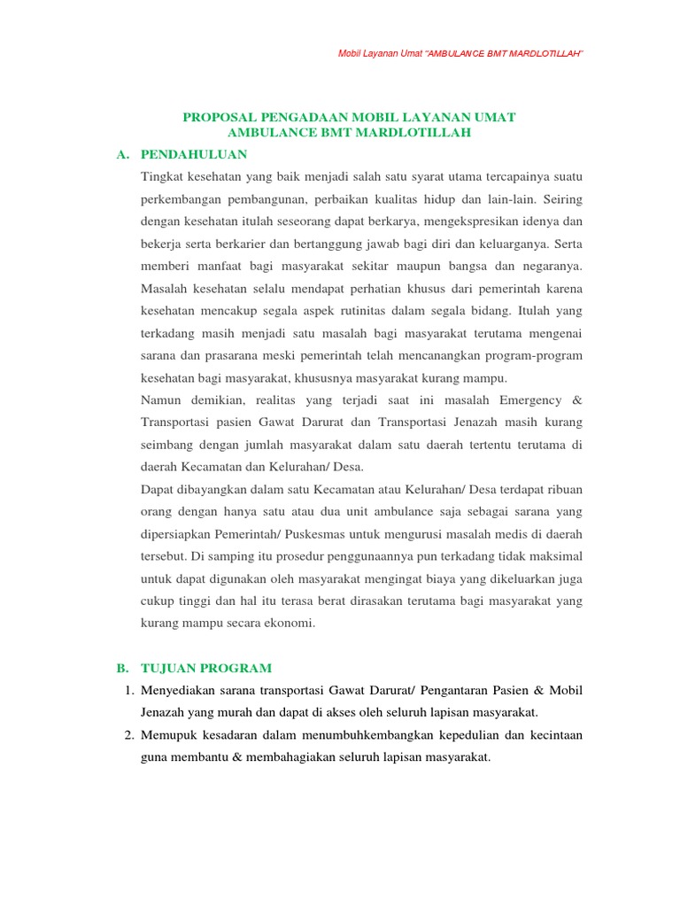 Proposal Pengadaan Ambulance | PDF