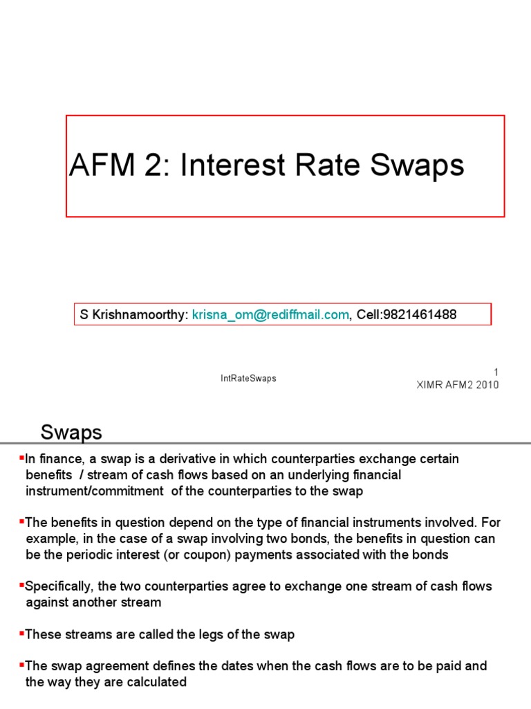AFM 2: Interest Rate Swaps: S Krishnamoorthy:, Cell:9821461488 | PDF ...