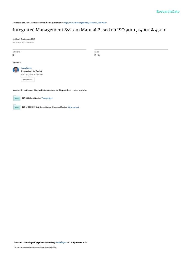 ISO90011400145001 IMS Manual PDF | PDF | Risk Assessment | Iso 9000