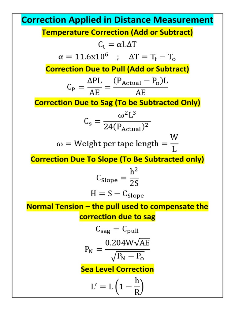 Surveying Formula | PDF | Standard Deviation | Errors And Residuals