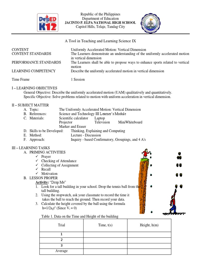 Lesson Plan For COT 4th Quarter | PDF | Classical Mechanics | Mechanics