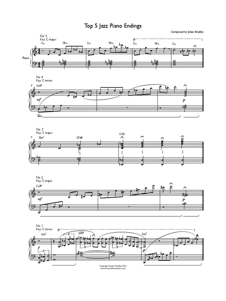 5 Sweet Jazz Piano Endings PDF | PDF | Musical Compositions | Musicology