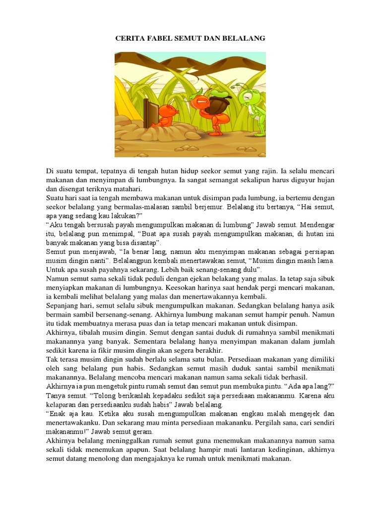 Cerita Fabel Semut Dan Belalang Pdf