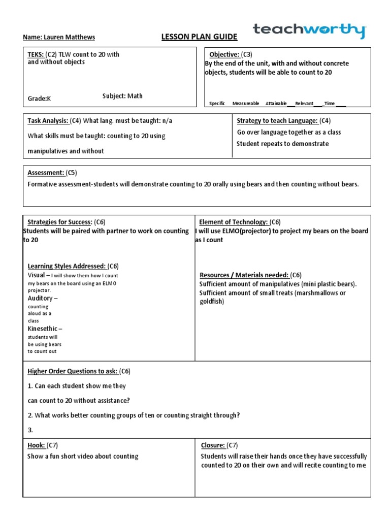 Lesson Plan Guide LPG Word 1 Website | PDF | Lesson Plan | Neuropsychology