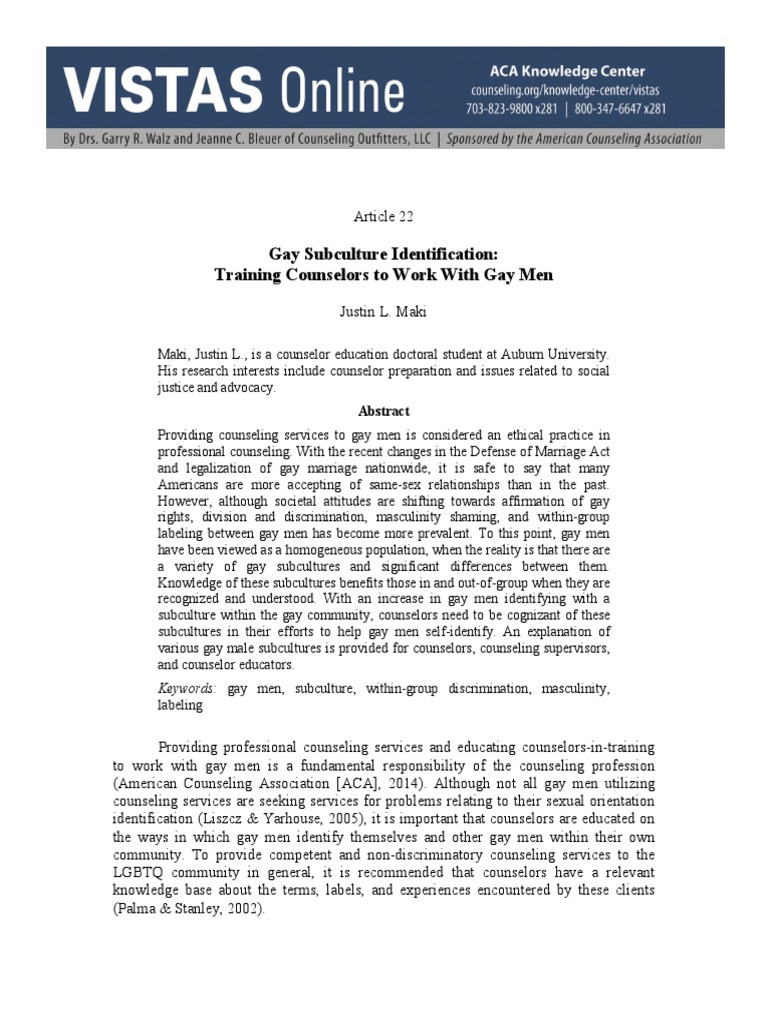 Gay Subculture Identification | PDF | Counseling Psychology | Homosexuality