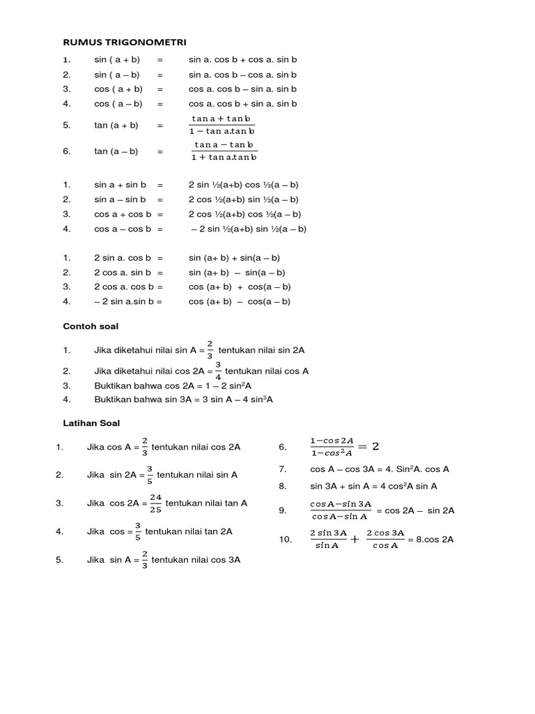 Identitas Trigonometri KLS Xi | PDF