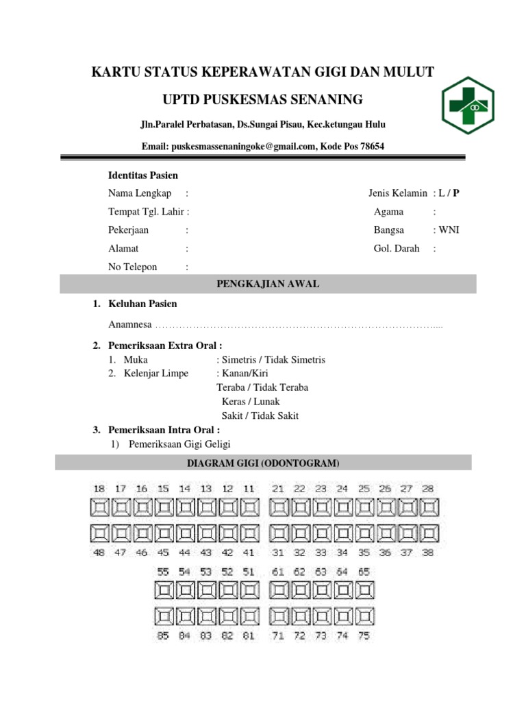 Kartu Status Keperawatan Gigi Dan Mulut | PDF