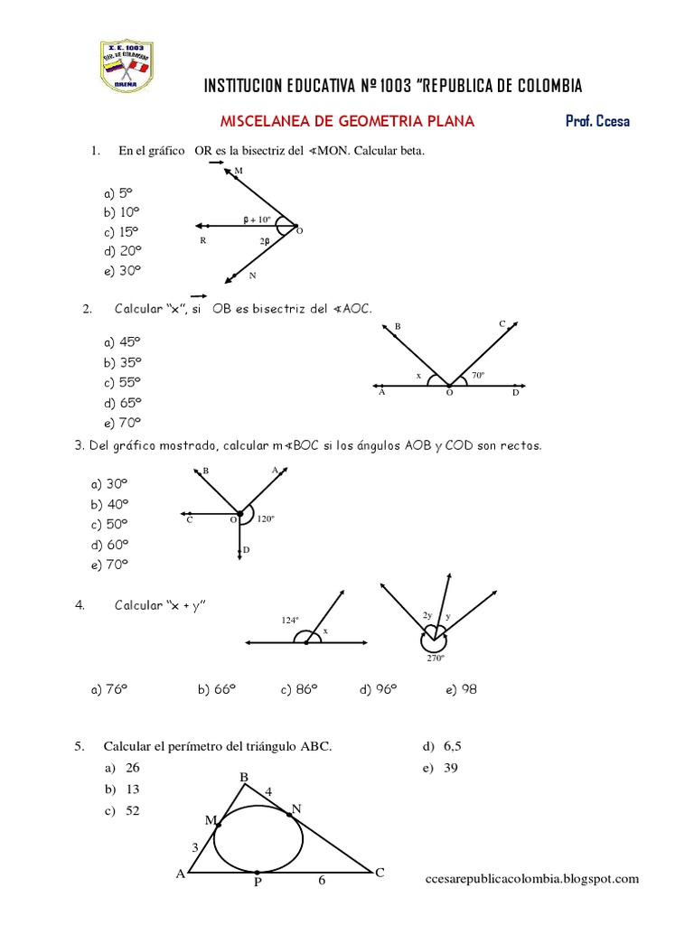 Miscelanea de Problemas de Geometria Plana MG3-Ccesa007 | PDF ...