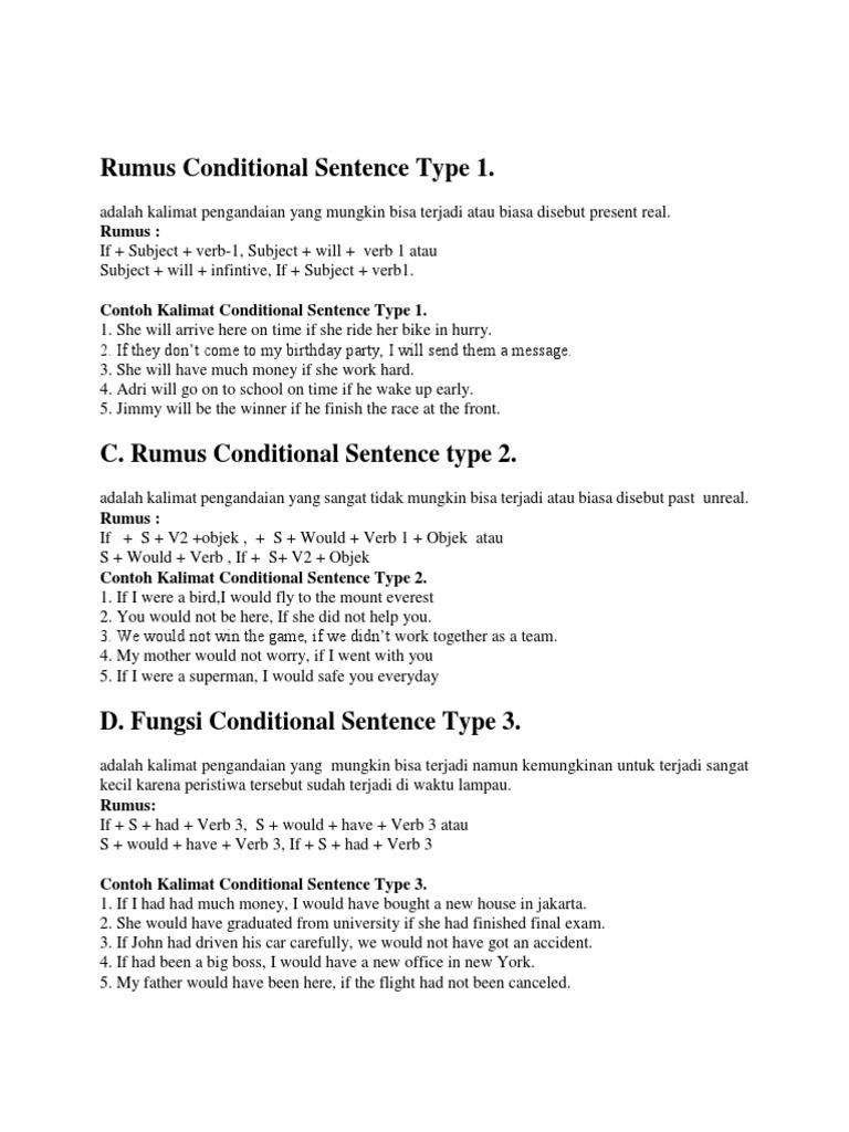 Rumus Conditional Sentence Type 1 | PDF | Grammar | Language Mechanics