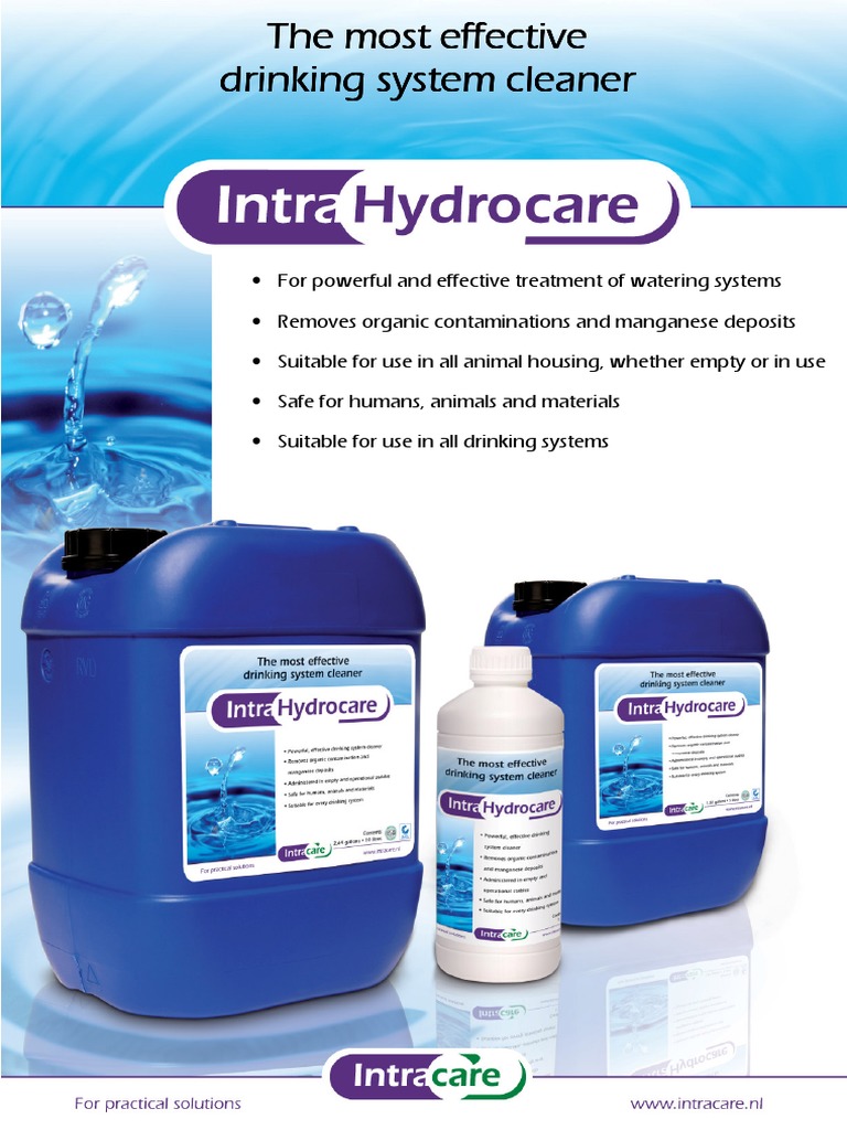 Intra Hydrocare: Drinking System Cleaning | PDF | Drinking Water | Litre