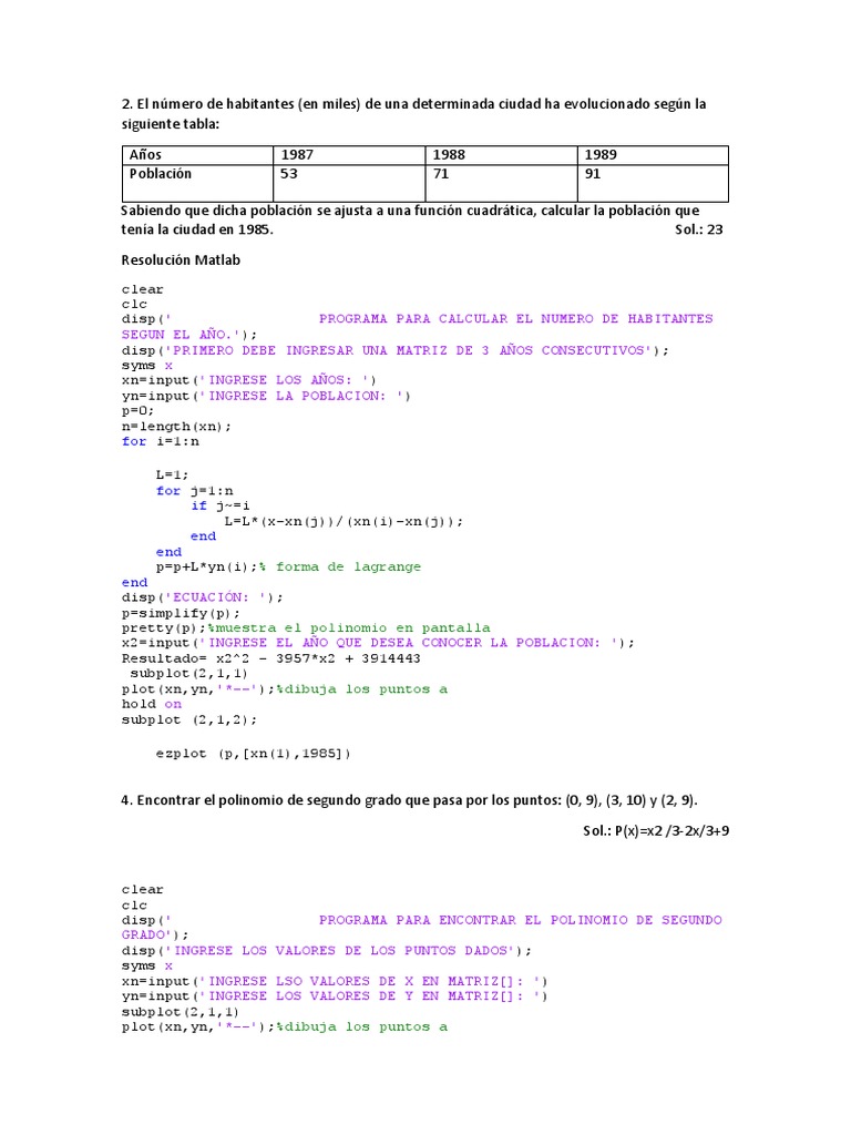 Interpolacionejercicios | PDF | Interpolación | Ciencia computacional
