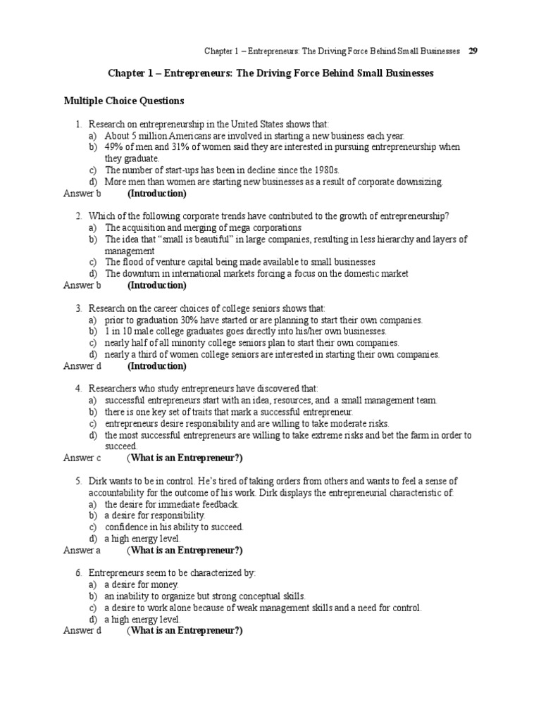 Test 01 | PDF | Small Business | Entrepreneurship