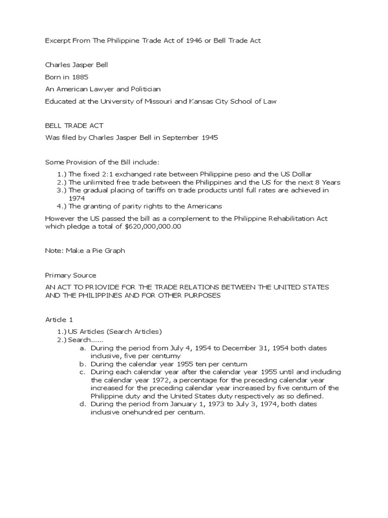 Bell Trade Act | PDF | Constitutional Amendment | Citizenship