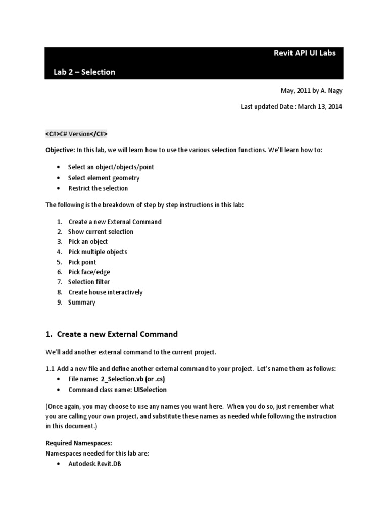 Selection | PDF | Autodesk Revit | Class (Computer Programming)