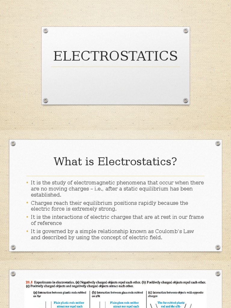ELECTROSTATICS | PDF | Electric Charge | Electric Field