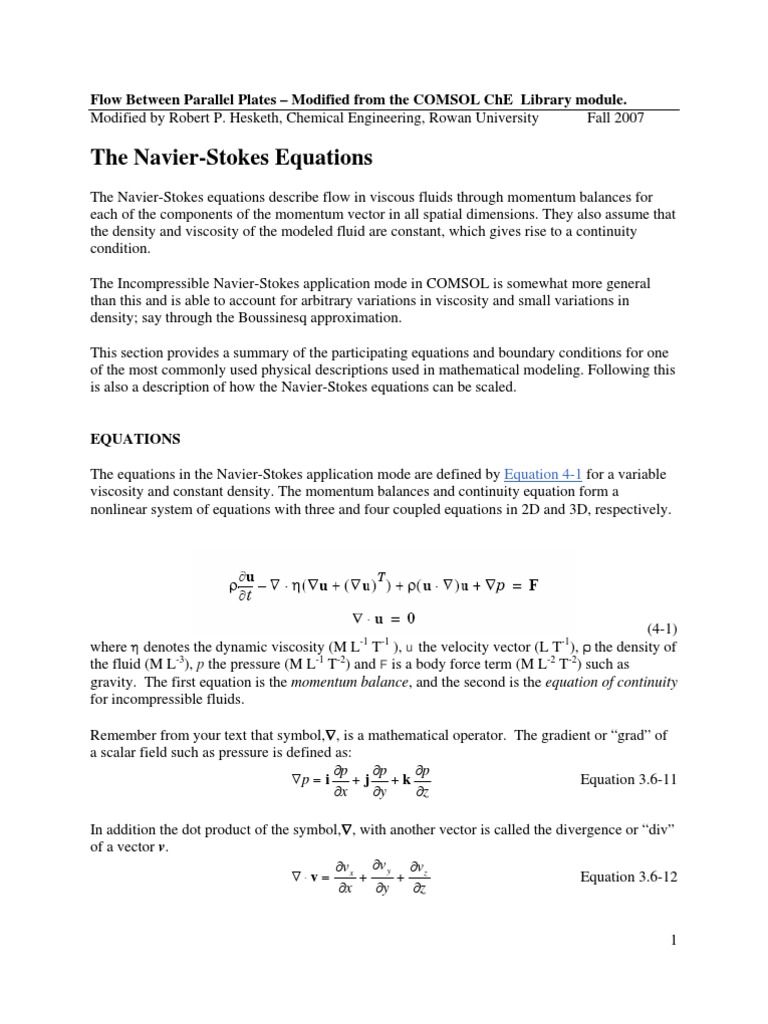 Steady-State Flow Between Parallel Plates | PDF | Navier–Stokes ...