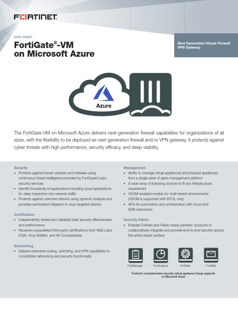 FortiGate VM Azure | PDF | Cloud Computing | Virtual Private Network
