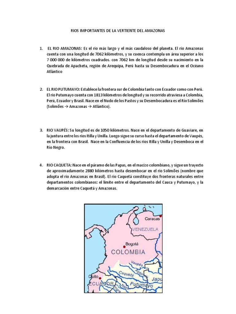 Rios Importantes de La Vertiente Del Amazonas y Orinoco | PDF | río ...