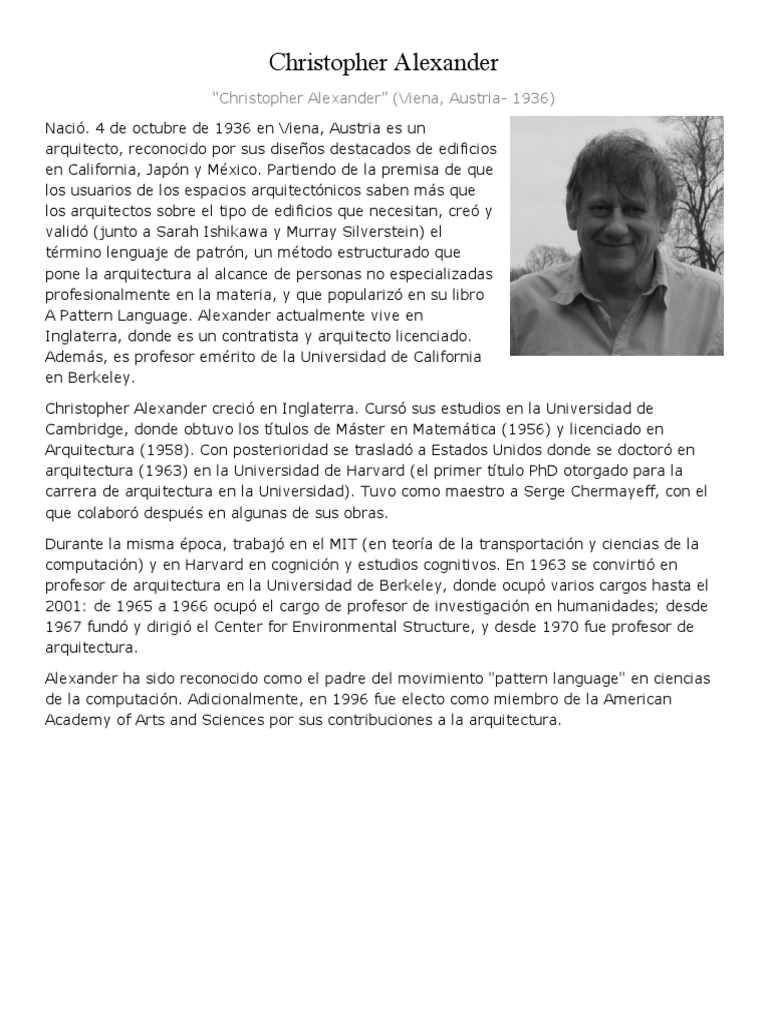 Biografia de Christopher Alexander | PDF | Diseño | Estética
