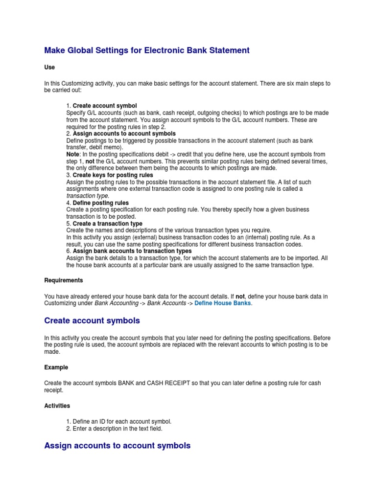 Electronic Bank Statement Configuration | PDF | Debits And Credits ...
