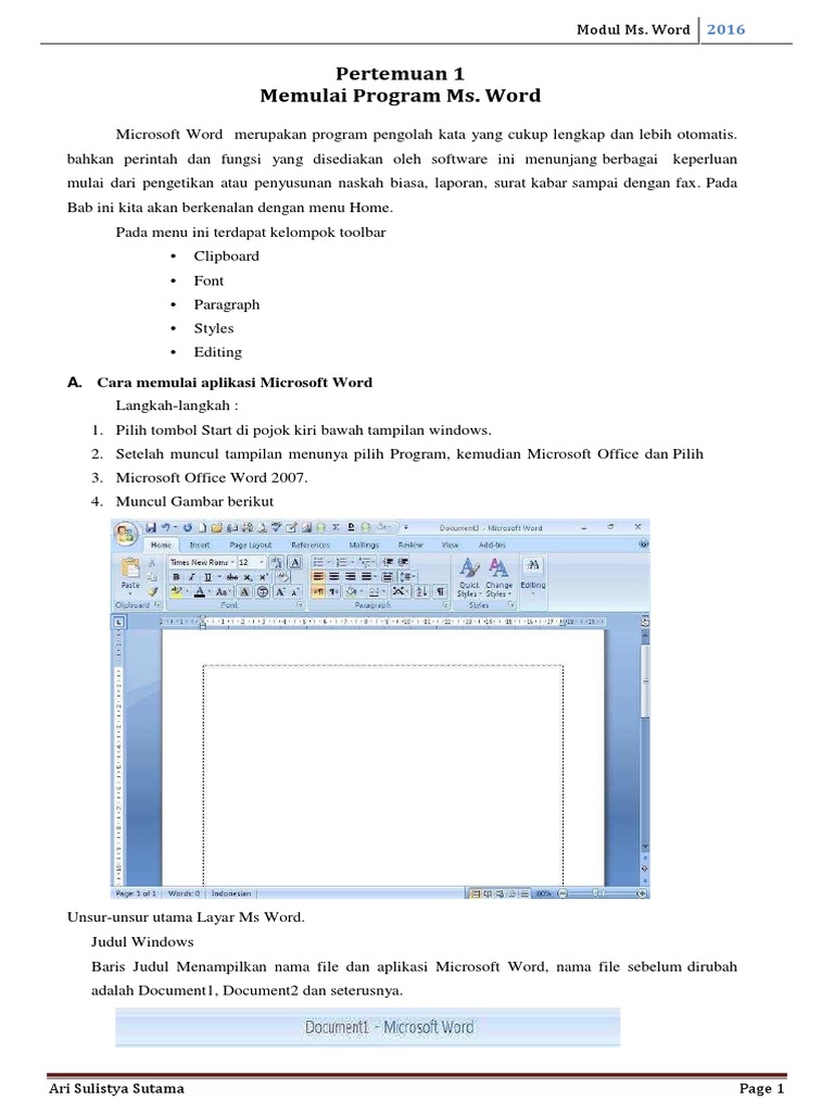 Modul Lengkap Microsoft Word 2016 | PDF