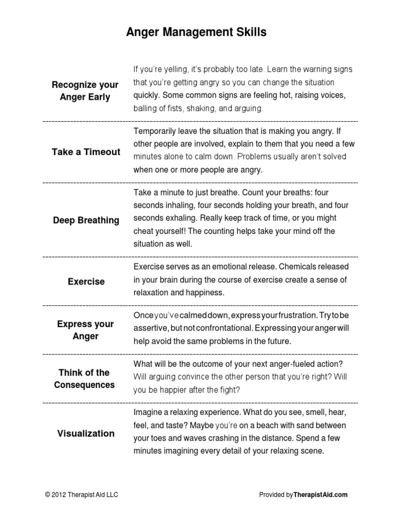 Anger Management Skills | PDF | Self-Improvement