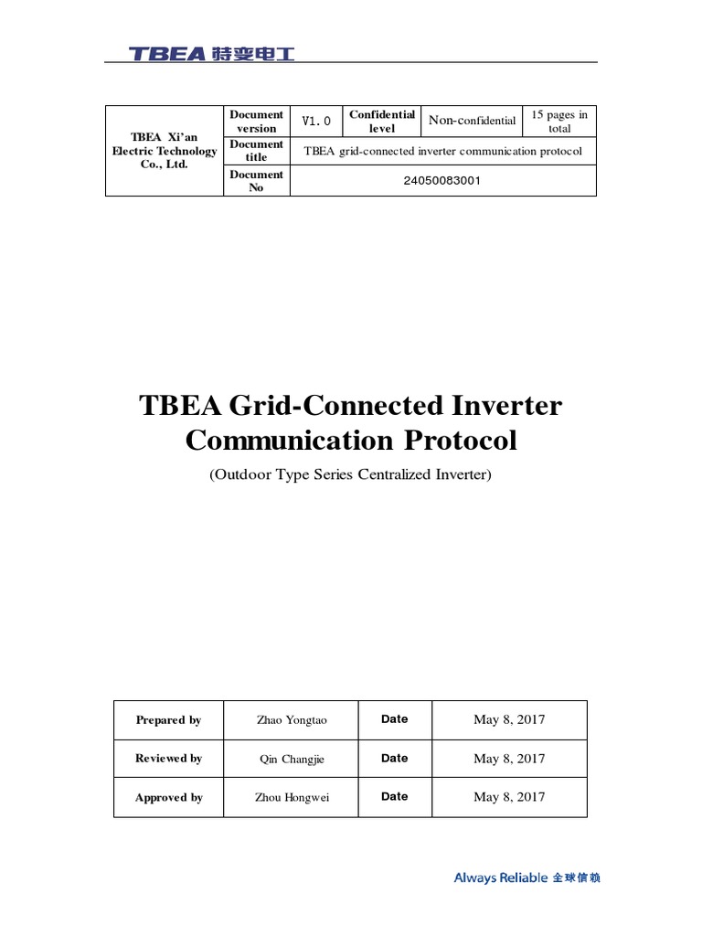 TBEA Modbus Grid-Connected Inverter Communication Protocol20180605 ...