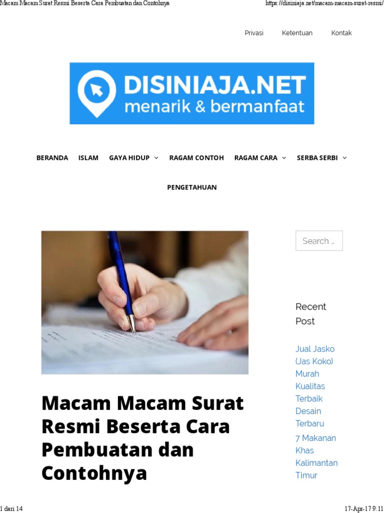 Macam Macam Surat Resmi Beserta Cara Pem PDF | PDF