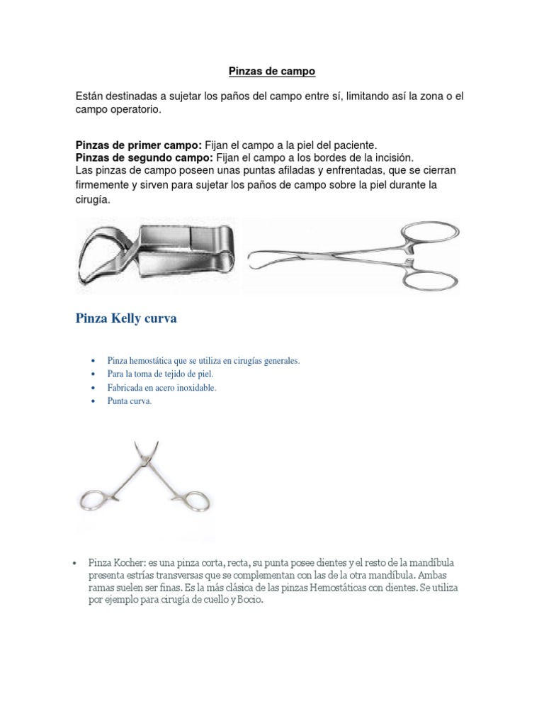 Pinzas de Campo | PDF | Cirugía | Especialidades Medicas