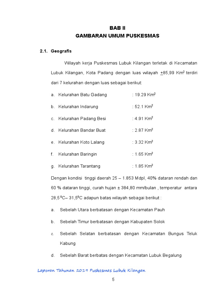 Gambaran Umum Puskesmas Lubuk Kilangan 2019 | PDF | Sains & Matematika Gambaran Umum Puskesmas Lubuk Kilangan 2019 | PDF | Sains & Matematika
