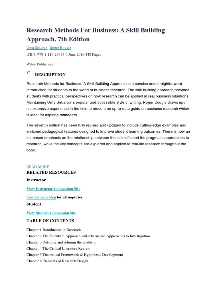 Research Methods for Business, 7th Edition | PDF