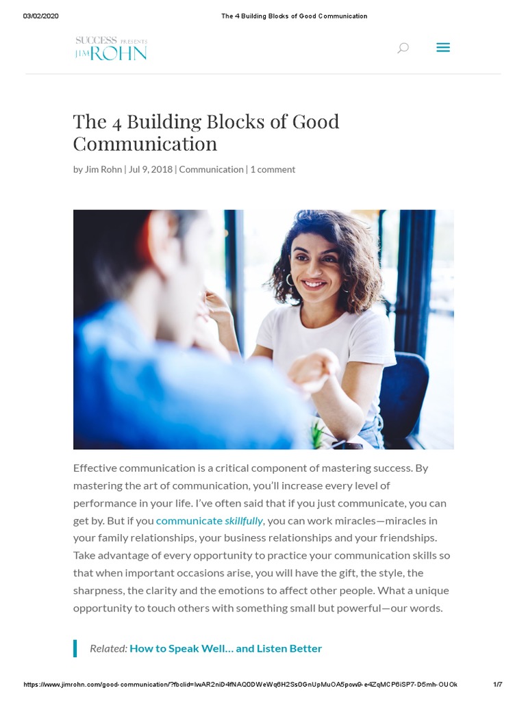 The 4 Building Blocks of Good Communication | PDF | Communication ...