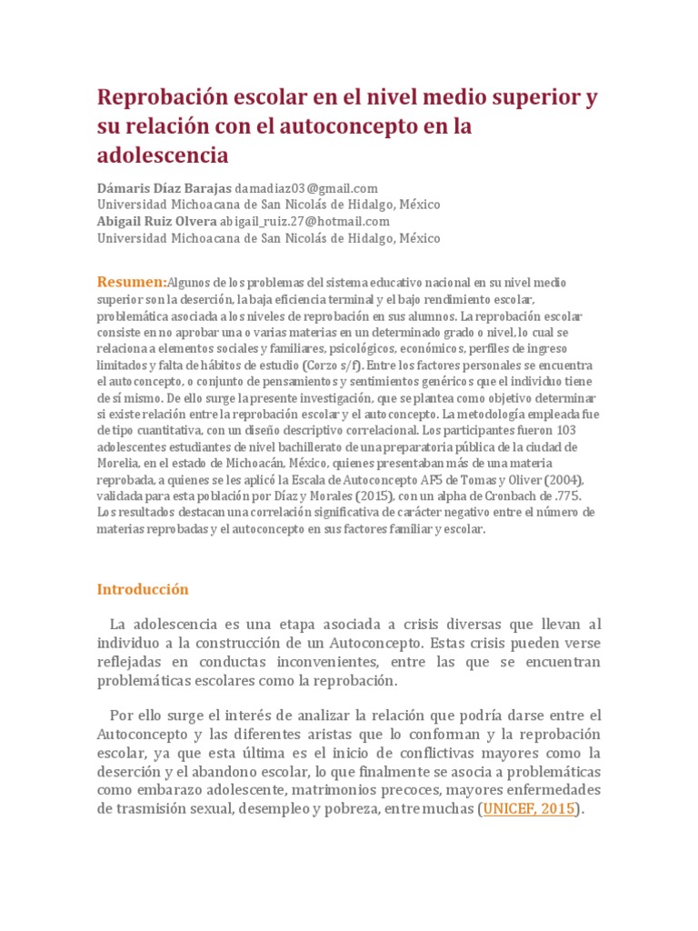 Reprobación Escolar en El Nivel Medio Superior y Su Relación Con El ...