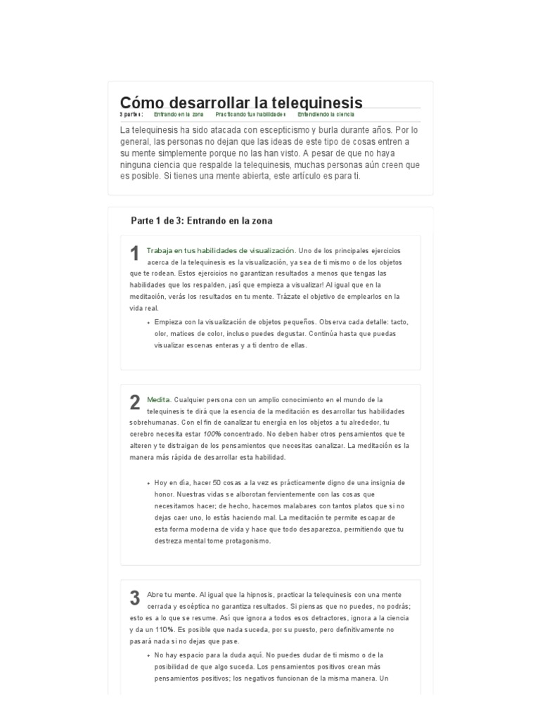 Cómo Desarrollar La Telequinesis - 16 Pasos (Con Fotos) | PDF | Calor ...