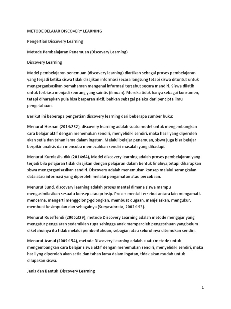 Metode Belajar Discovery Learning | PDF