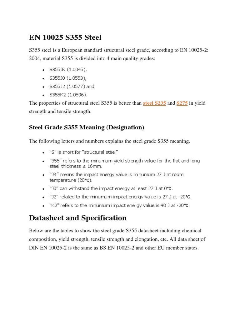 EN 10025 S355 Steel | PDF