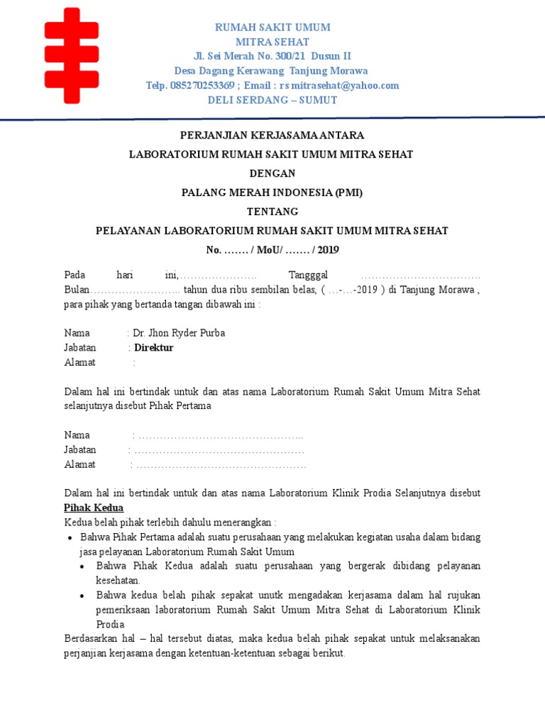 MoU Lab (Dengan PMI) | PDF