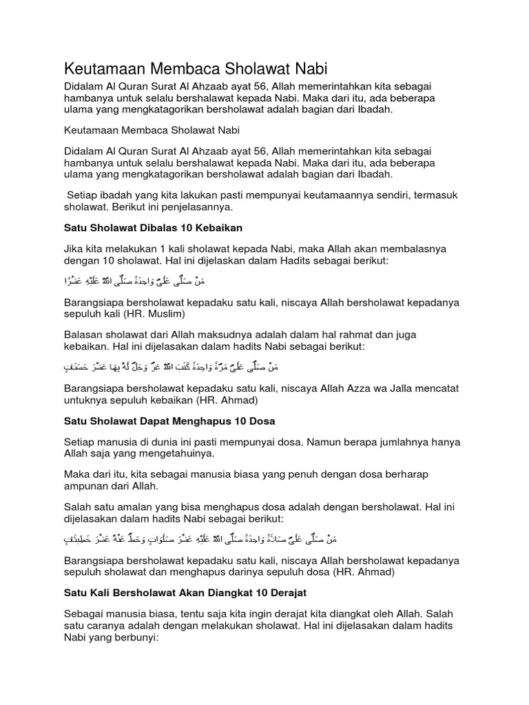 Keutamaan Membaca Sholawat Nabi Pdf