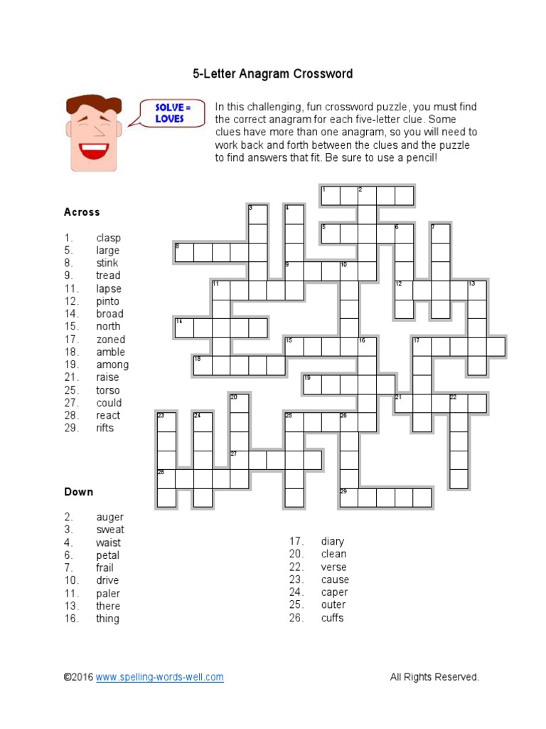 5 Letter Anagram Crossword PDF | PDF | Puzzles | Games Of Mental Skill