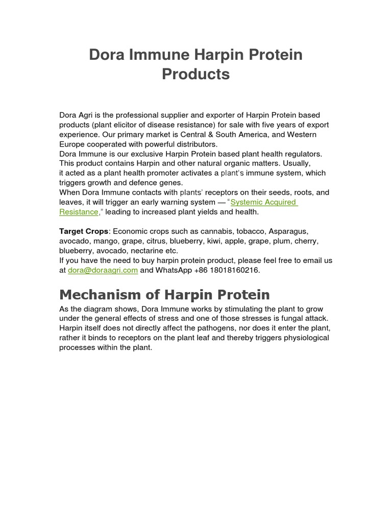 Harpin Protein for Enhanced Crop Health | PDF | Plants | Immune System