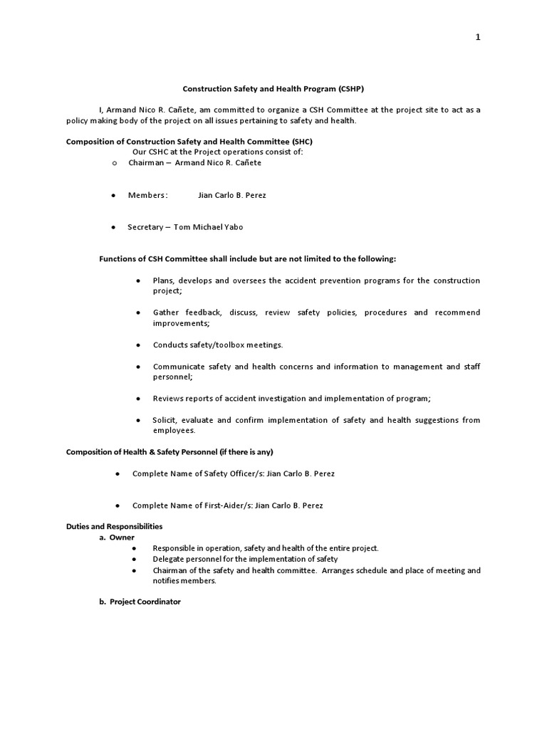 Construction Safety and Health Program | Download Free PDF | Personal ...