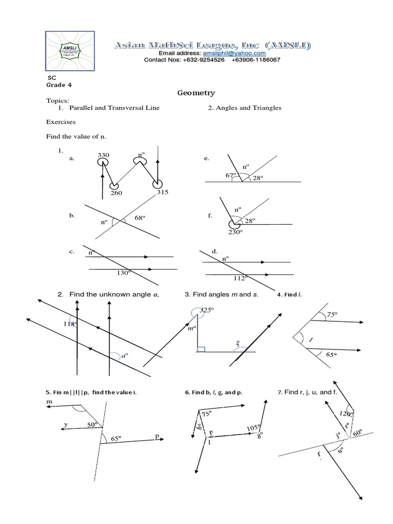 Grade 4 - Geometry (SC) | PDF | Geometric Shapes | Triangle Geometry