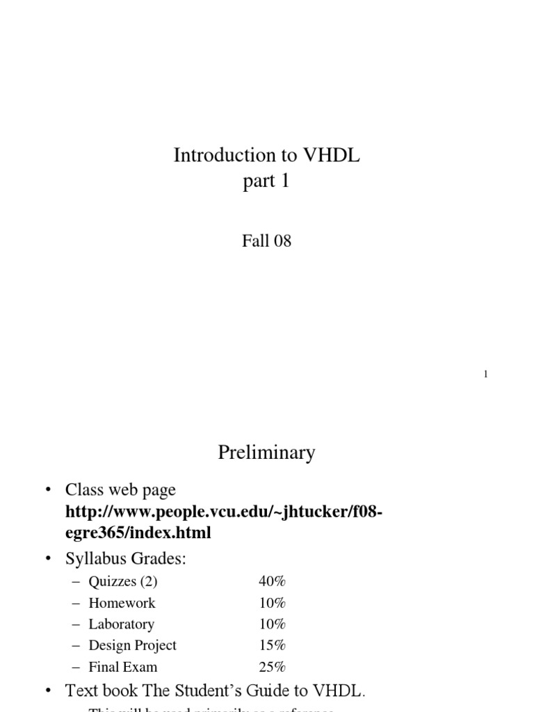 LHO 01 - Introduction To VHDL Part 1 | PDF | Vhdl | Data Type