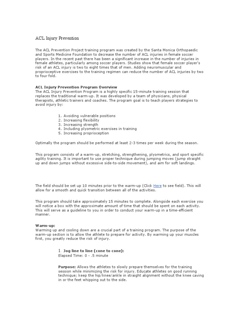 ACL Injury Prevention | PDF | Knee | Anatomical Terms Of Motion